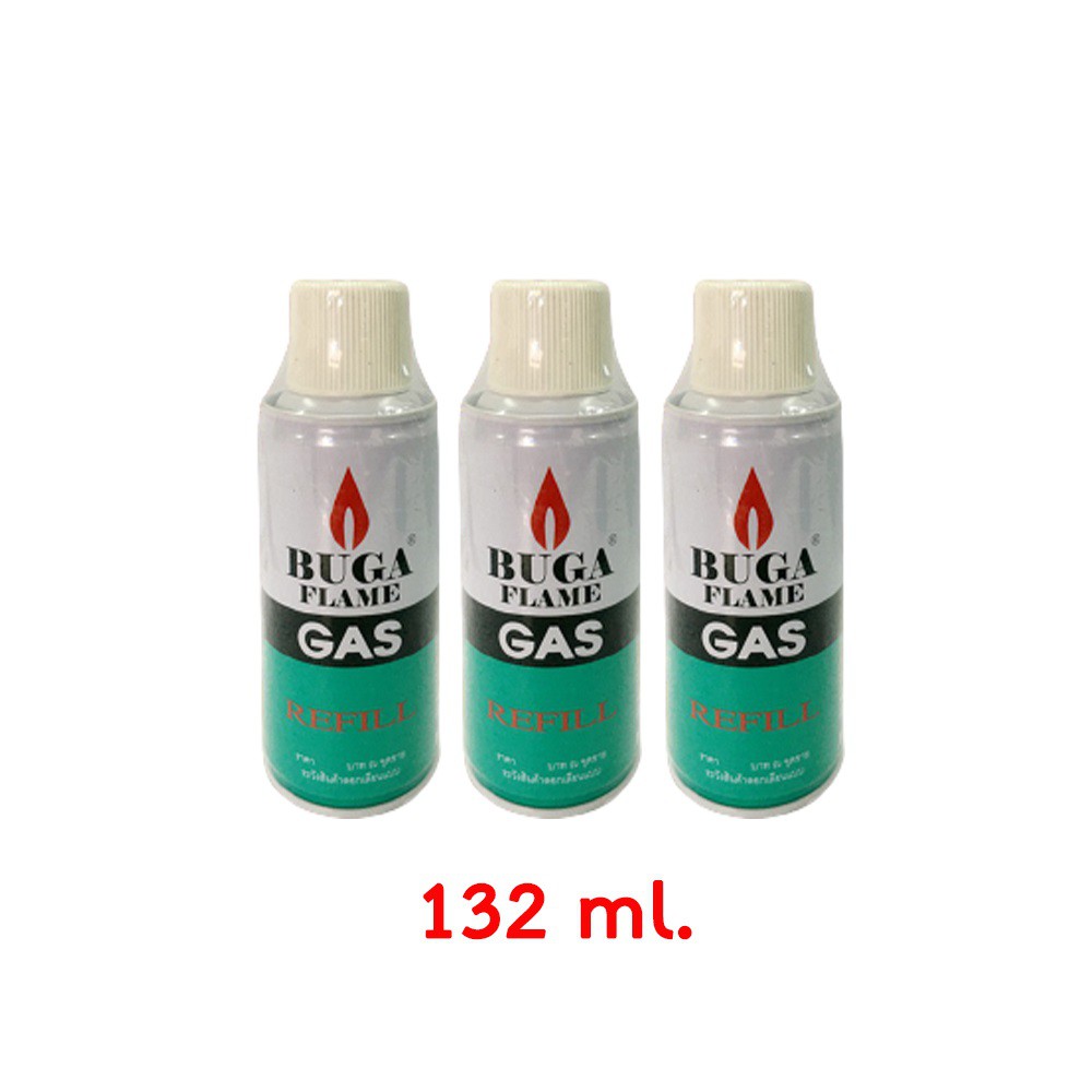 Buga Flame Gas Refill แก๊สกระป๋องแพ็ค3กระป๋อง สำหรับเติม ไฟแช็คและปืน ...