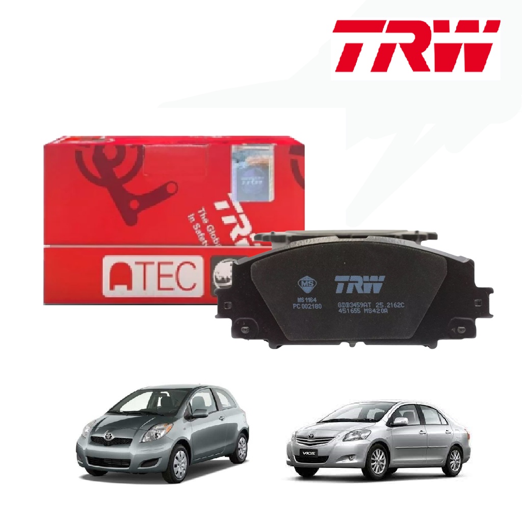 TRW ผ้าเบรกหน้า Toyota Vios Yaris NCP91 NCP93 ปี 2007-2013 รุ่น J E G รุ่นหลังดรัม โตโยต้า วีออส ...