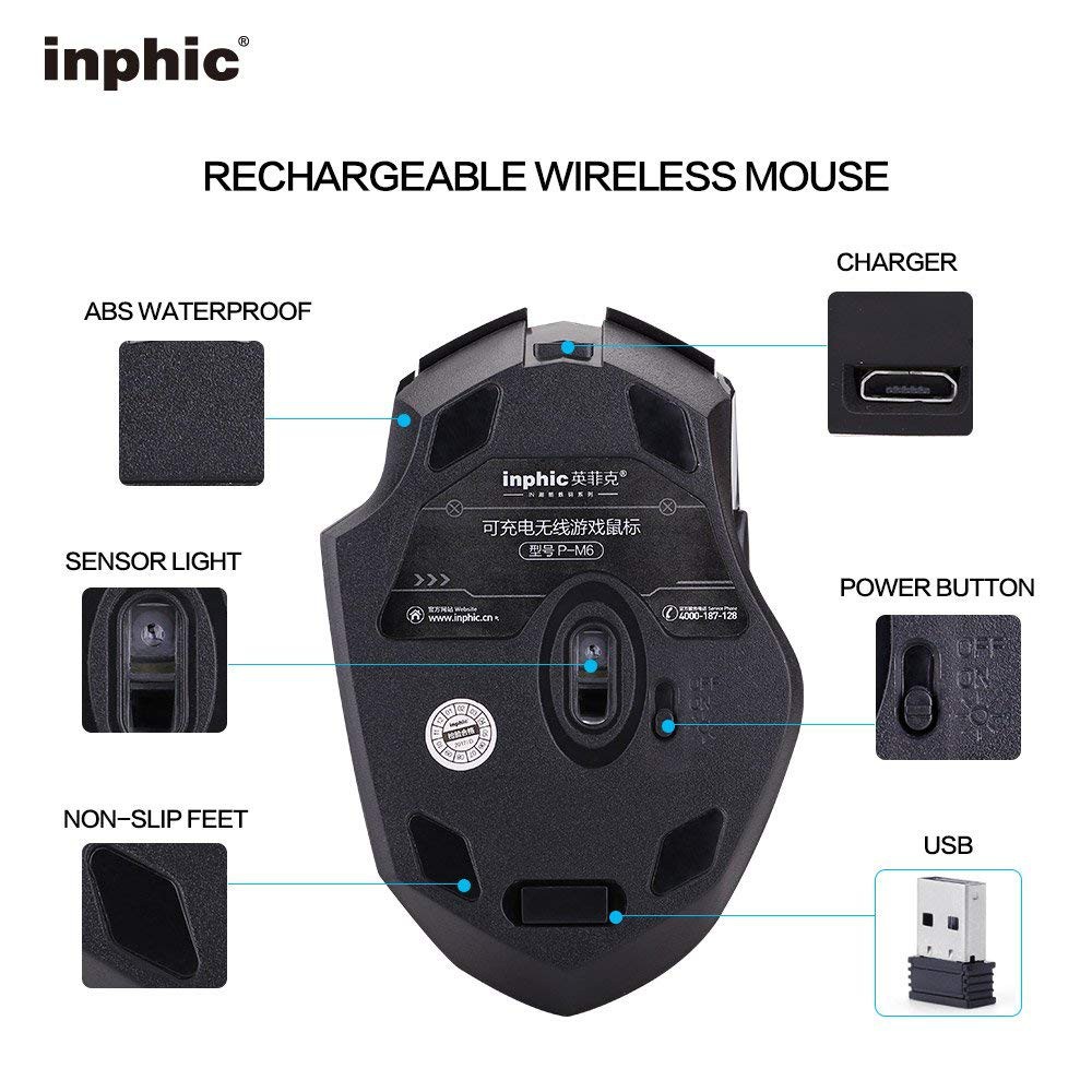 (ใหญ่!!) เม้าส์ไร้สาย Inphic M6P F1 A1 เมาส์ไร้สาย เมาส์บลูทูธ wireless ...