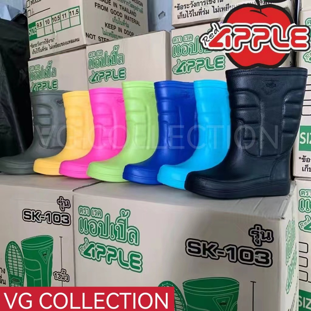 รองเท้าบูทยาง กันน้ํา สีแดง Apple Boots SK-103 สําหรับผู้ชาย ผู้หญิง | Shopee Thailand