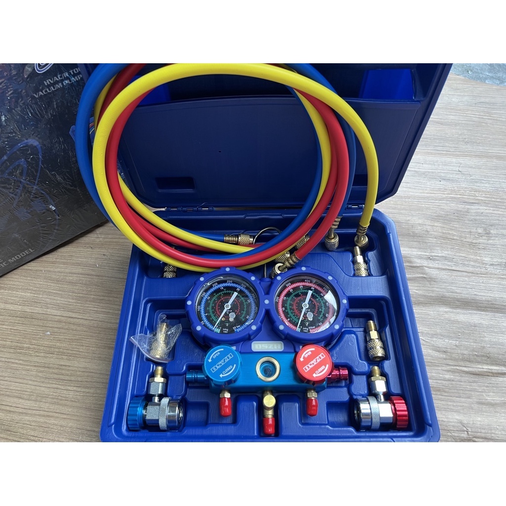 DSZH เกจวัดน้ำยาแอร์ รุ่น P6001B พร้อมคอปเปอร์ + อแดปเตอร์ สายยาว 60" เกจชาร์จน้ำยาแอร์ R22 R32 ...