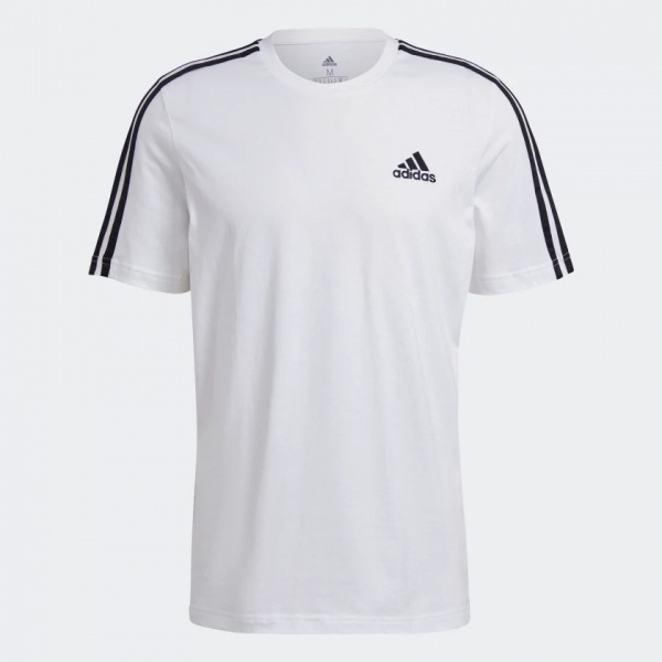 Adidas เสื้อกีฬาผู้ชาย Essentials 3-Stripes Tee | White/Black ( GL3733 ...