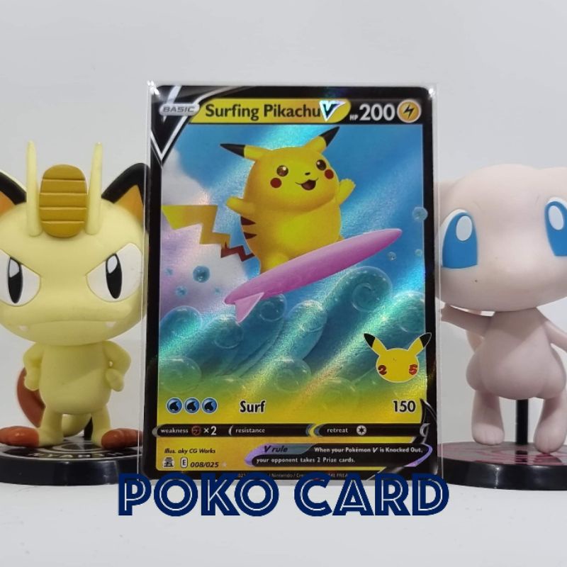 Surfing Pikachu V รุ่น CELEBRATIONS 25TH ANNIVERSARY การ์ดโปเกม่อน ภาษา ...