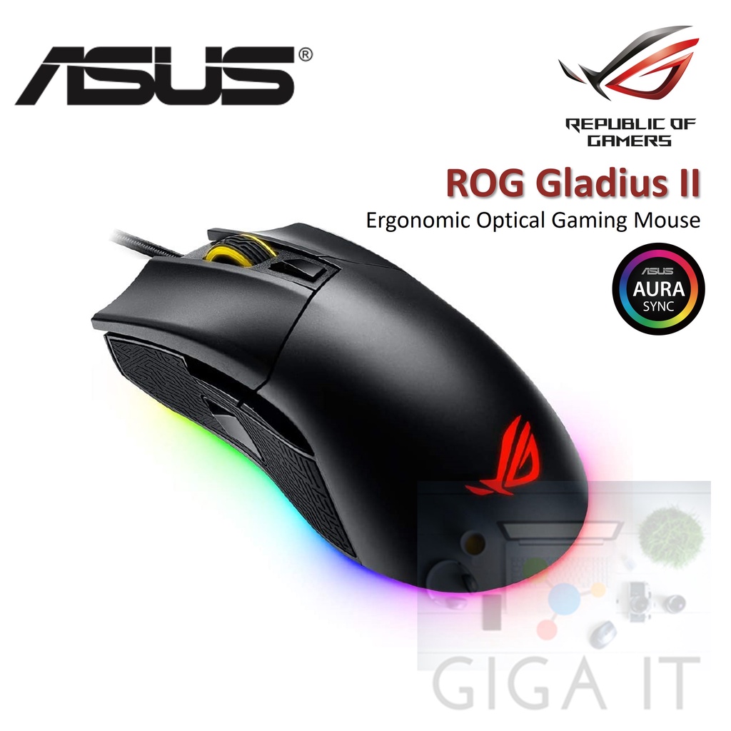 ASUS P502 ROG Gladius II RGB Gaming Mouse (12000 DPI, USB, 250 IPS ...