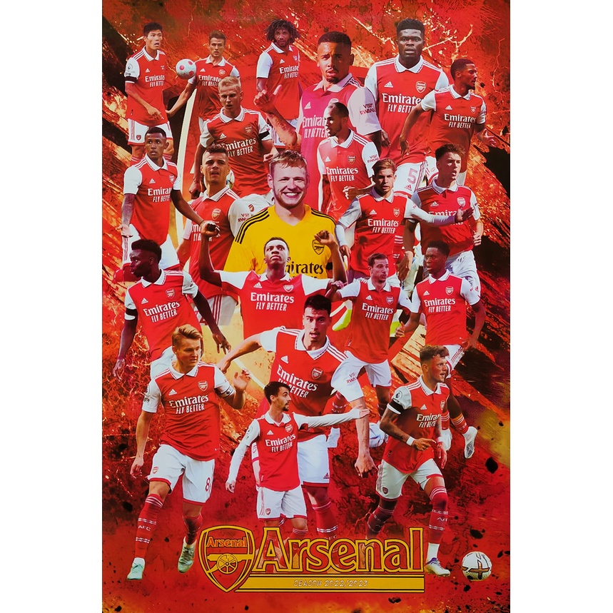 โปสเตอร์ นักฟุตบอล อาร์เซนอล ARSENAL 2023 POSTER 24”X35” Inch Football ...