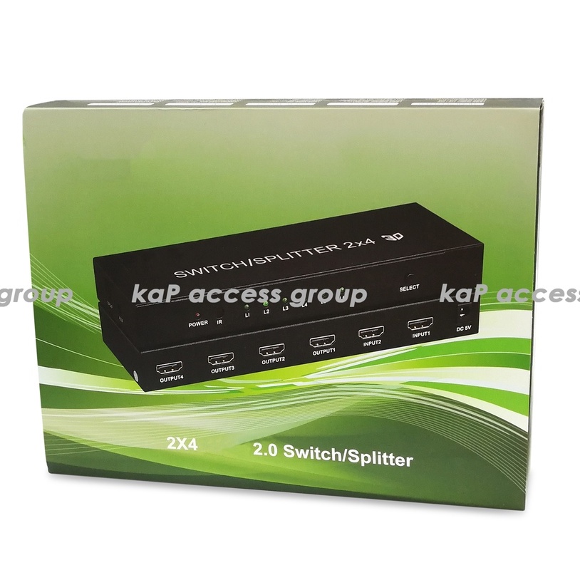 สวิตช์ สปริทเตอร์ hdmi Splitter / Switch 2x4 ( เข้า2ออก4จอ ) hdmi 2.0 ...