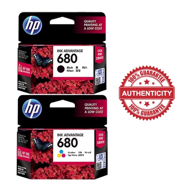 ตลับหมึก HP 680(รวมภาษี) Deskjet Inkjet ดำ / สี ของแท้100% | Shopee ...