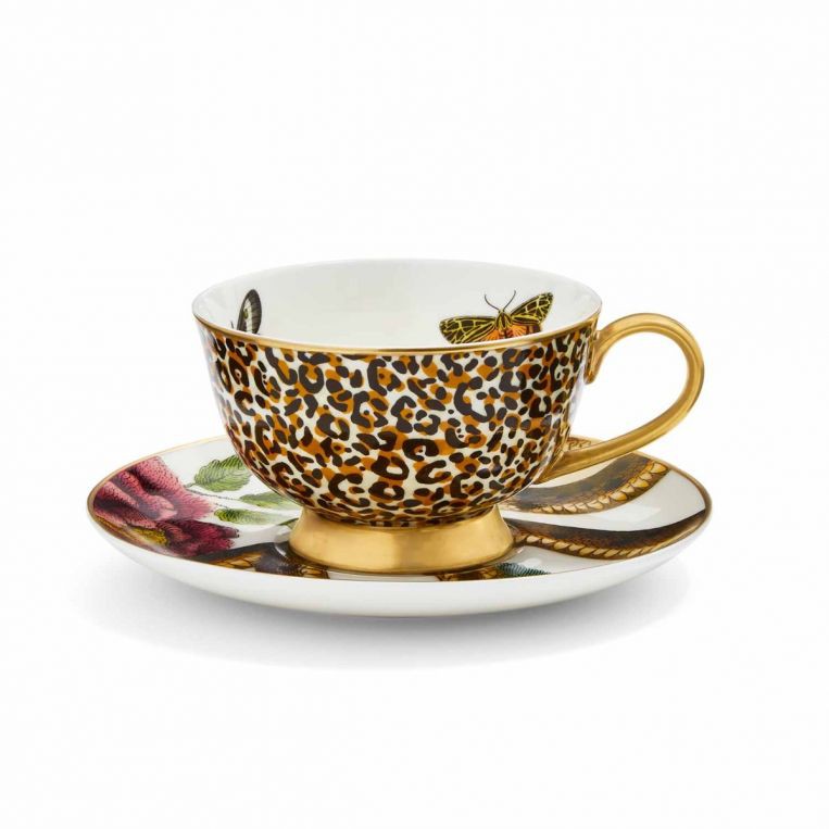 Spode Creatures of Curiosity Leopard Print Coupe Teacup and Saucer ถ้วย ...