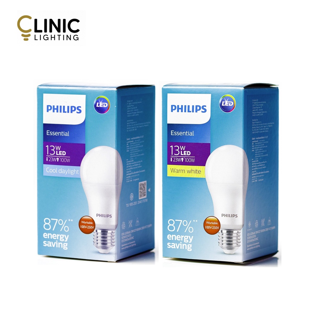 หลอดไฟ ฟิลิปส์แอลอีดี รุ่น Essential Philips LED Bulb ขั้ว E27 Cool Daylight, Warm white 5W 7W ...