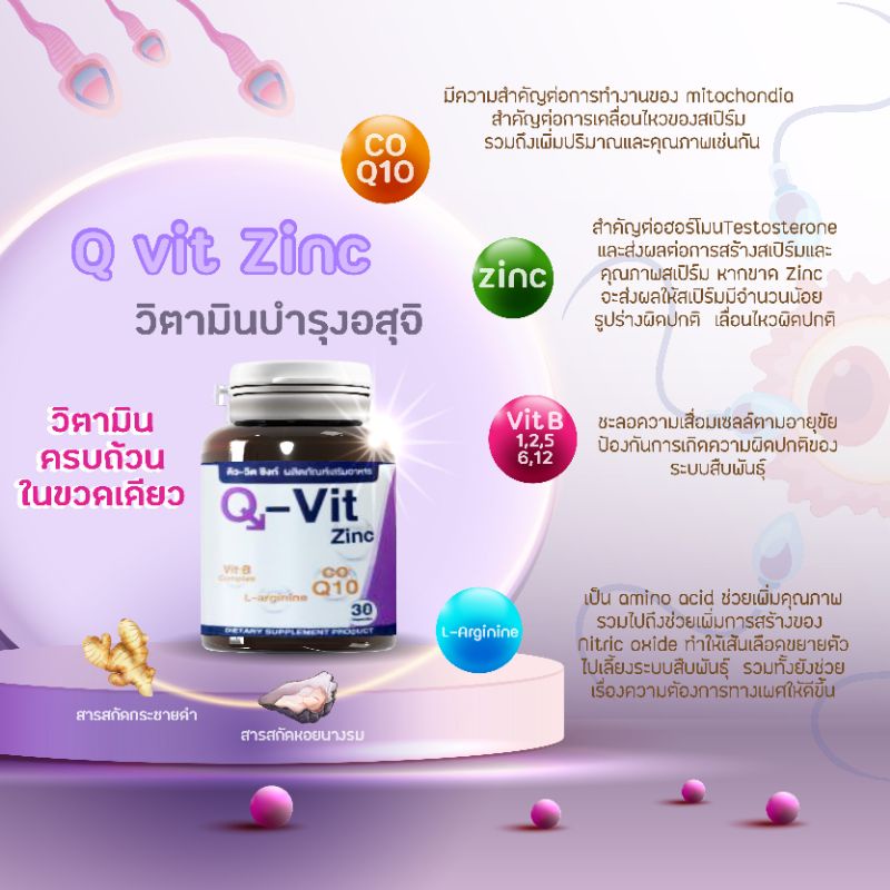 Q-Vit Zinc วิตามินบำรุงอสุจิ สำหรับว่าที่คุณพ่อ | Shopee Thailand