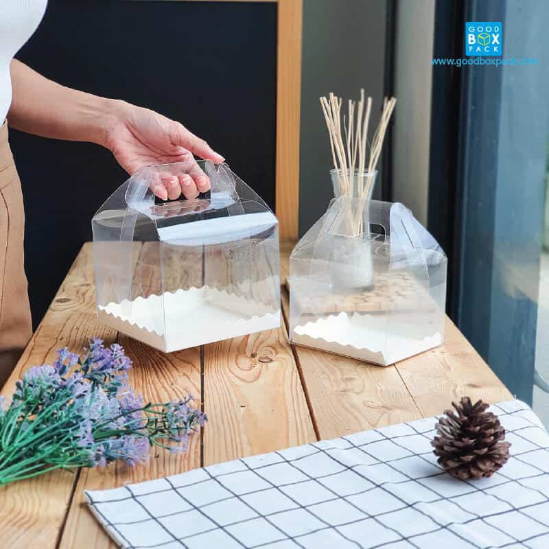 Goodboxpack (แพ็คละ 5 ชิ้น) กล่องพลาสติกใส แถมฐานรอง มีหูหิ้ว หูหิ้วใช้งานได้จริง | Shopee Thailand