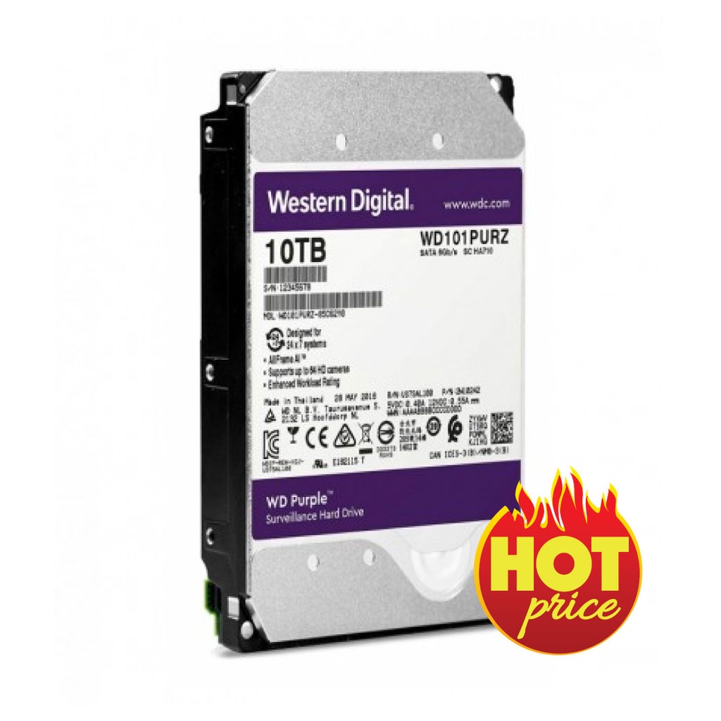 WD Purple 10TB 3.5" HDD CCTV - WD100PURZ (สีม่วง) รับประกัน 3 ปี ...
