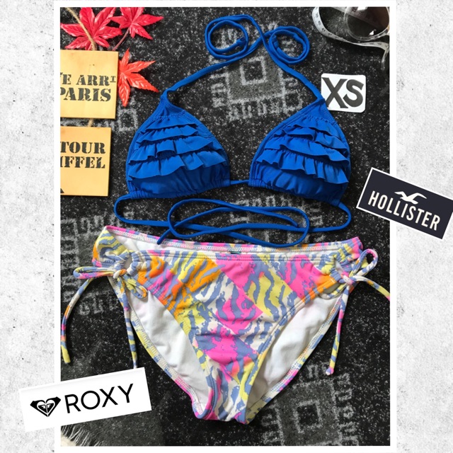 ชุดว่ายน้ำ Bikini ชุดทูพีช Two Piece ท่อนบน Hollister ท่อนล่างroxy