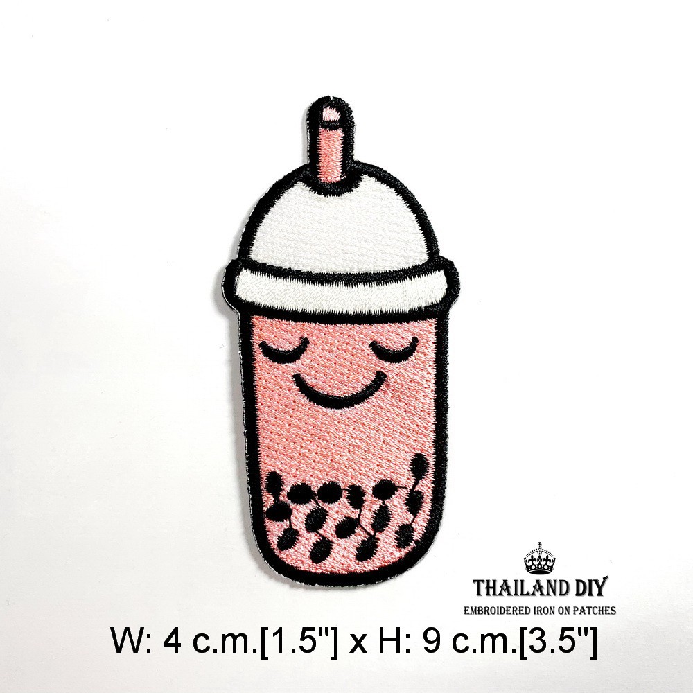 ตัวรีดติดเสื้อ ลายการ์ตูน น่ารัก ตัวรีดชานม อาหาร เครื่องดื่ม Soft Drink wop Patch งานปัก DIY ...