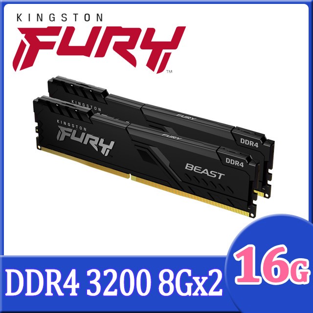 16GB (8GBx2) DDR4/3200 RAM PC (แรมพีซี) KINGSTON HyperX FURY BLACK (HX432C16FB3K2/16 ...