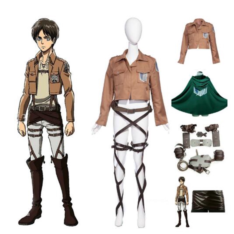 Attack on Titan Cosplay ชุดเครื่องแต่งกายคอสเพลย์ กางเกงขาสั้น ผ้าคลุม ...