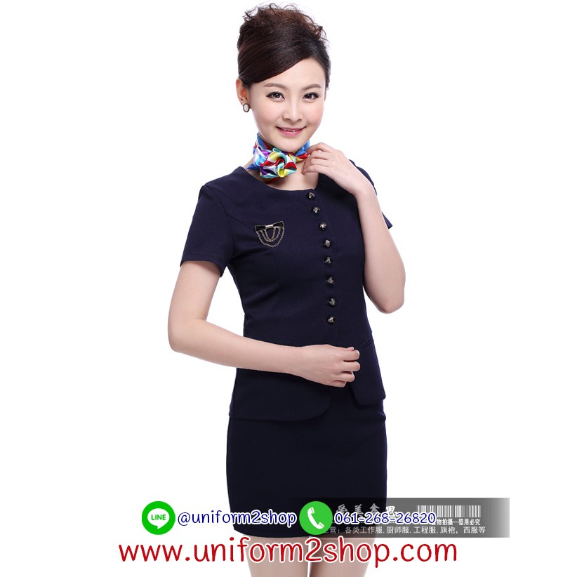 ชุดพนักงานต้อนรับ ชุดแบบแอร์โฮสเตส ชุดพนักงานบริการบนเครื่องบิน ชุดคอสเพลย์ ชุดรหัสFA008-950 ...