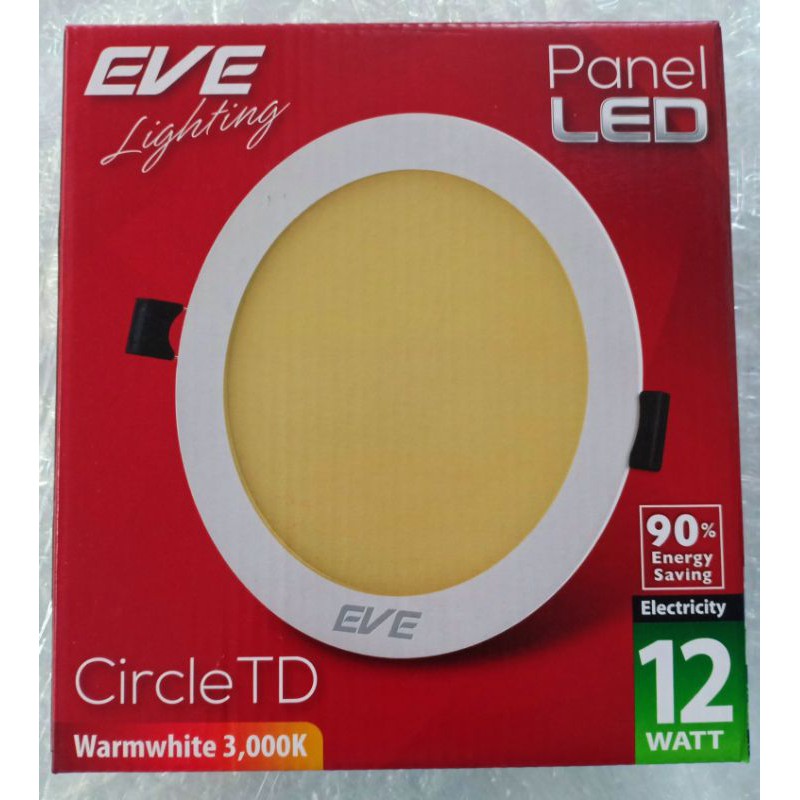 โคมดาวน์ไลท์ LED Panel 12W EVE กลม | Shopee Thailand