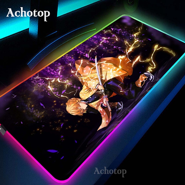 แผ่นรองเมาส์เล่นเกม RGB LED ลายการ์ตูนอนิเมะ Demon Slayer Kamado Nezuko ...