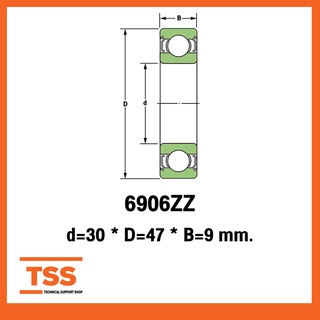 6906ZZ ตลับลูกปืนเม็ดกลมร่องลึก ฝาเหล็ก 2 ข้าง 6906-2Z ( DEEP GROOVE ...