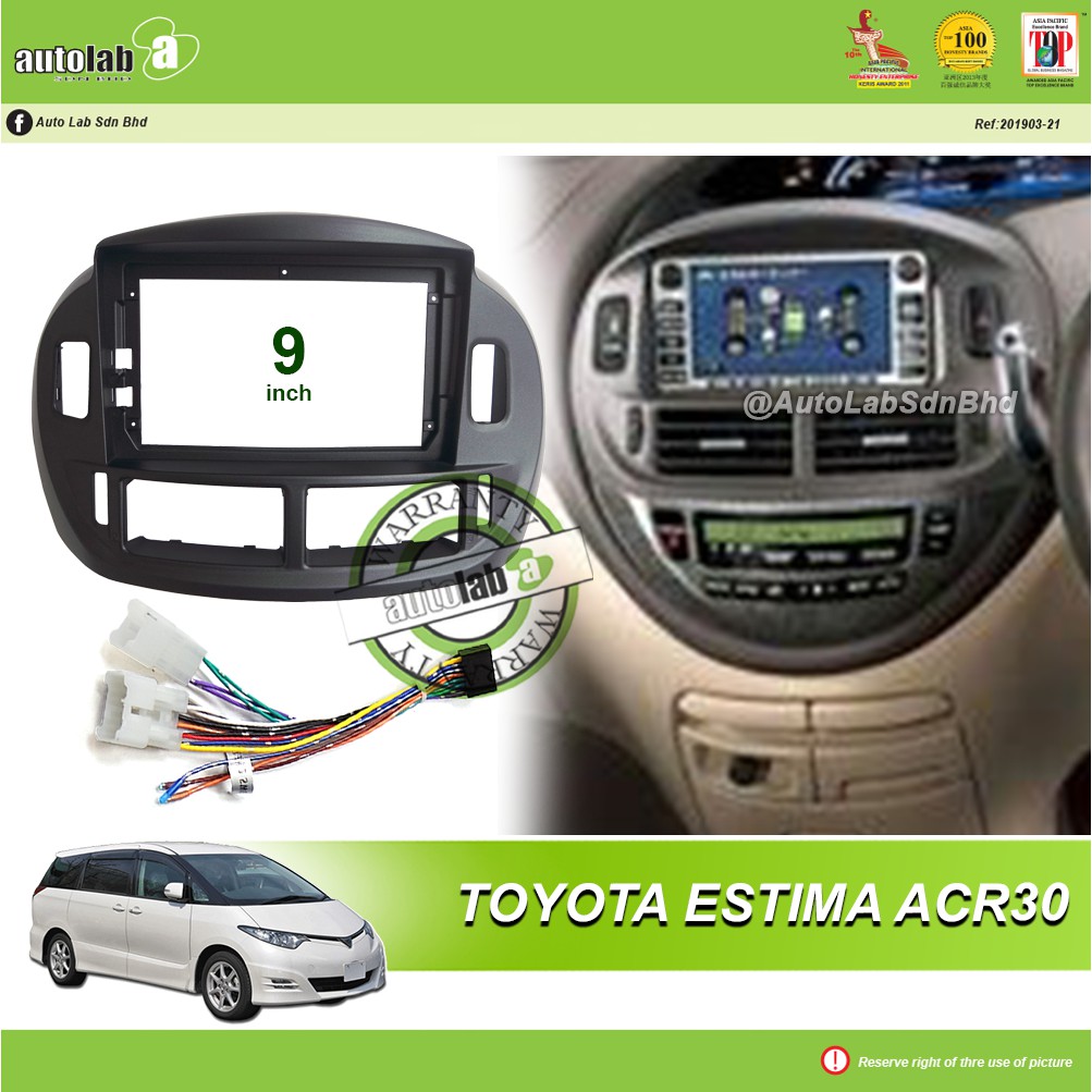 ปลอกเครื่องเล่น Android 9" Toyota Estima ACR30 (พร้อมซ็อกเก็ต Toyota 2H ...