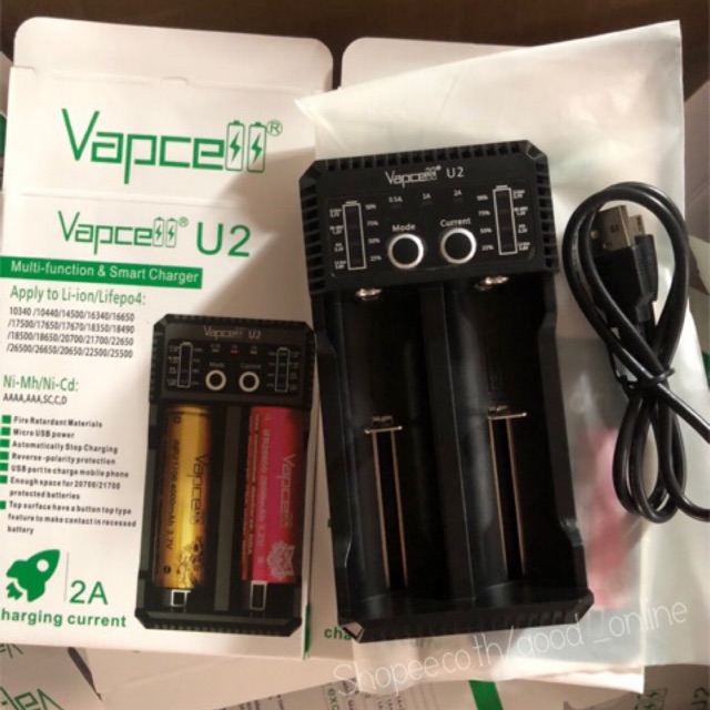 Vapcell U2 2A Smart charger USB รางชาร์จถ่าน vapcell. เครื่องชาร์จถ่าน ...