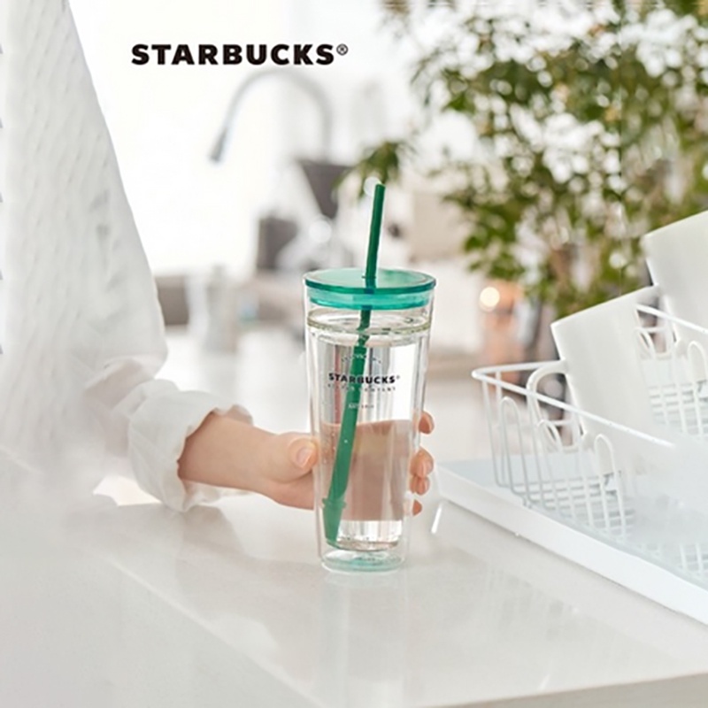 【Limited】Starbucks แก้ว Classic Starbucks Tumbler Straw cup Cold cup Double layer plastic cup ...