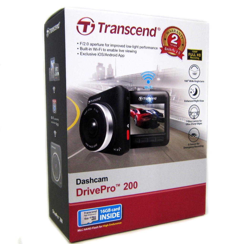 DrivePro 200 Transcend DP200 ส่งKERRYประกันศูนย์ 2ปี กล้องติดรถยนต์ แถม ...