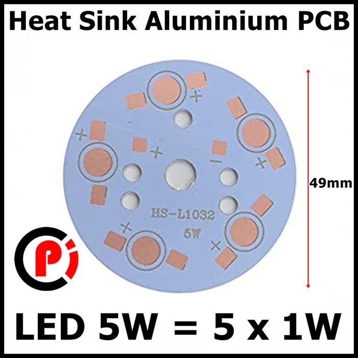 5 วัตต์ HPL LED PCB Aluminium Heat Sink = 5 x 1 วัตต์ Heatsink Cooler ...