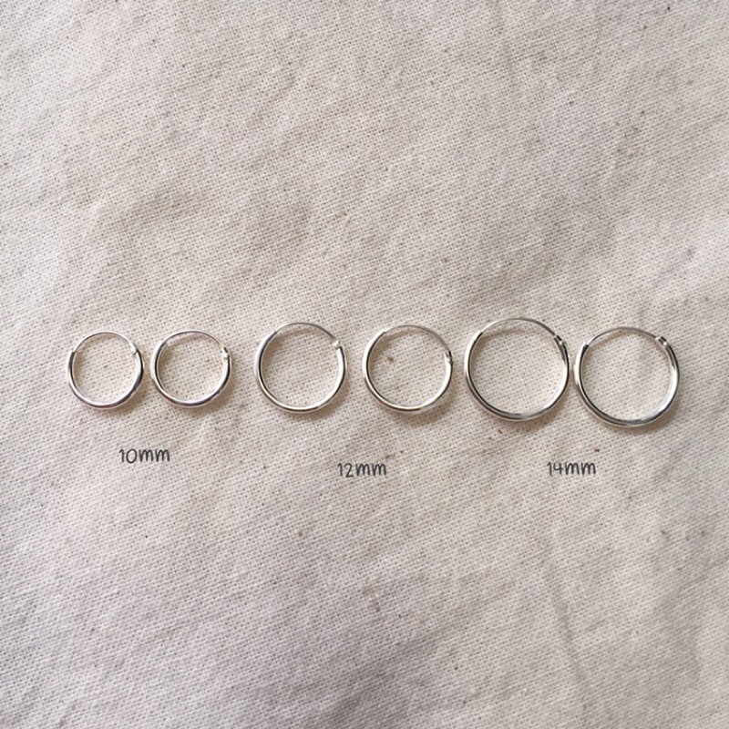 001-littlegirl gifts-ต่างหูห่วงเงินแท้ silver925(หนา1,2mm) | Shopee Thailand