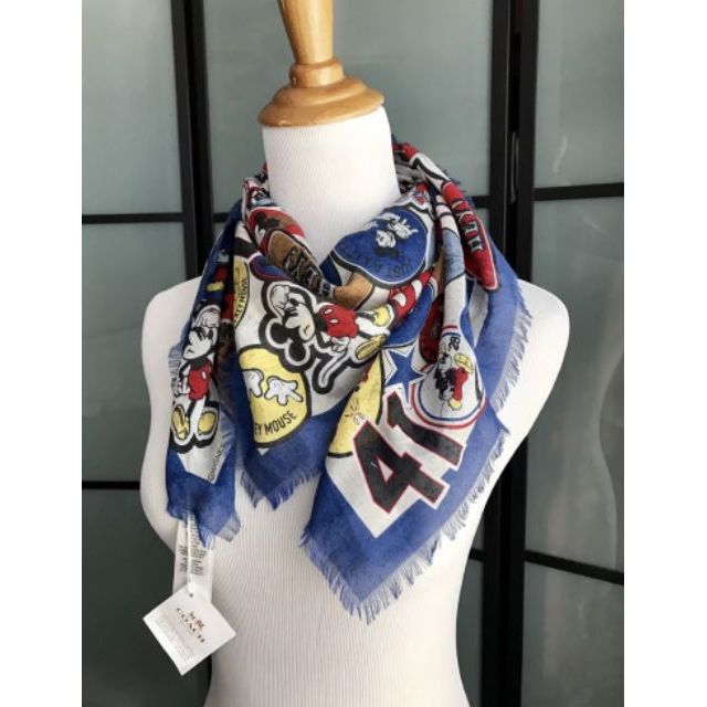 ผ้าพันคอ coach disney แท้จาก 💯ใหม่พร้อมส่ง MICKEY MULTIPATCHES SQUARE ...