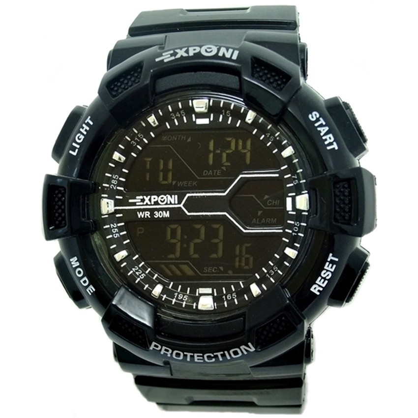EXPONI นาฬิกาผู้ชาย DIGITAL สีดำ/เรือนดำ สายเรซิ่น | Shopee Thailand