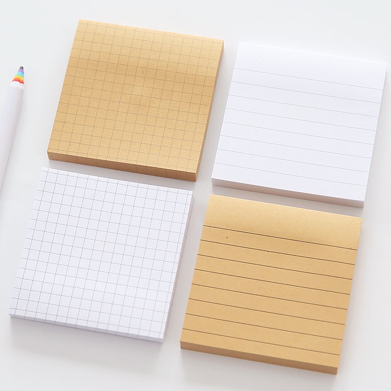 Ins Simple Kraft Sticky Note สีขาวเปล่าเรียงราย Grid Sticky Note 80 ...