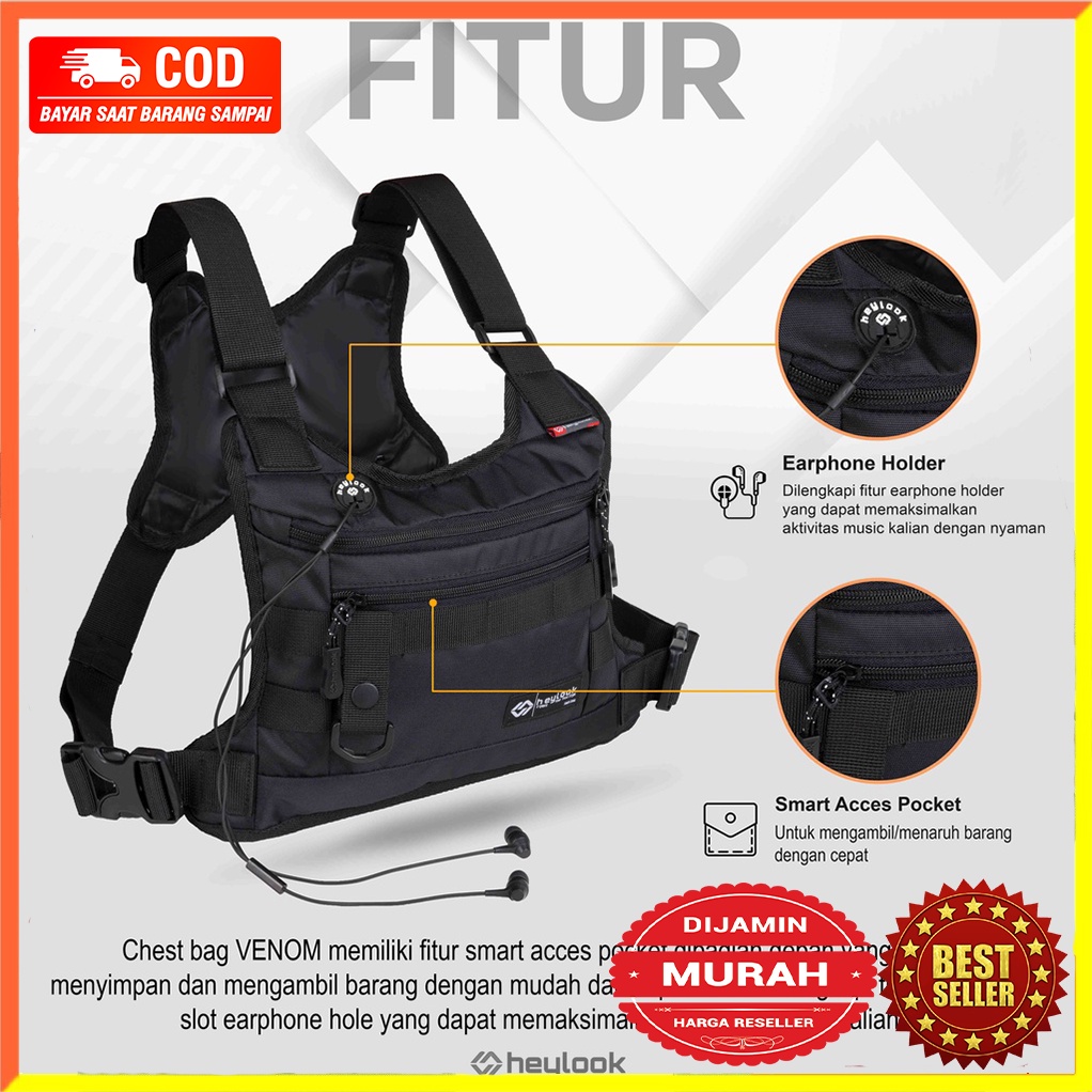 Chestbag Chestrigbag Venom Chest Bag Full Black Chest Bag Tactical ...