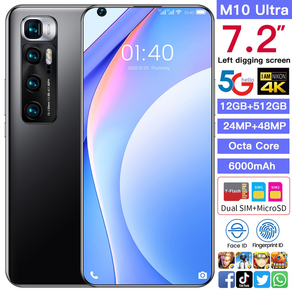 M10 Ultra โทรศัพท์มือถือ หน้าจอใหญ่ 7.2 นิ้ว RAM12 ROM 512GB รองรับระบบ ...