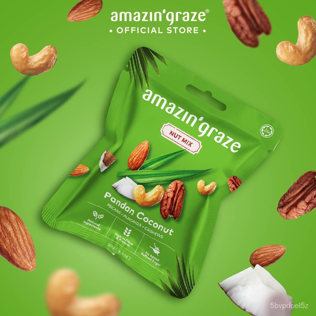 Amazin' Graze Mini Pandan Coconut Nut Mix 30g - Halal Certifiedเด็ก ...