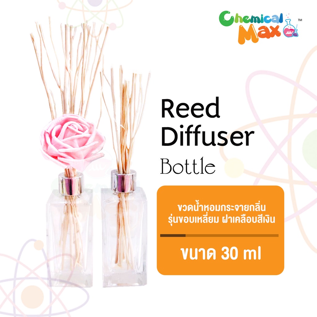 [พร้อมส่ง] ขวด Reed Diffuser Bottle เหลี่ยม ฝาสีเงิน ขนาด 30 ml กระจาย ...