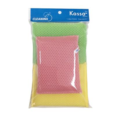 ฟองน้ำหุ้มตาข่าย KASSA (แพ็ค 3 ชิ้น) หลายสี KASSA Sponge Net (Pack 3 ...