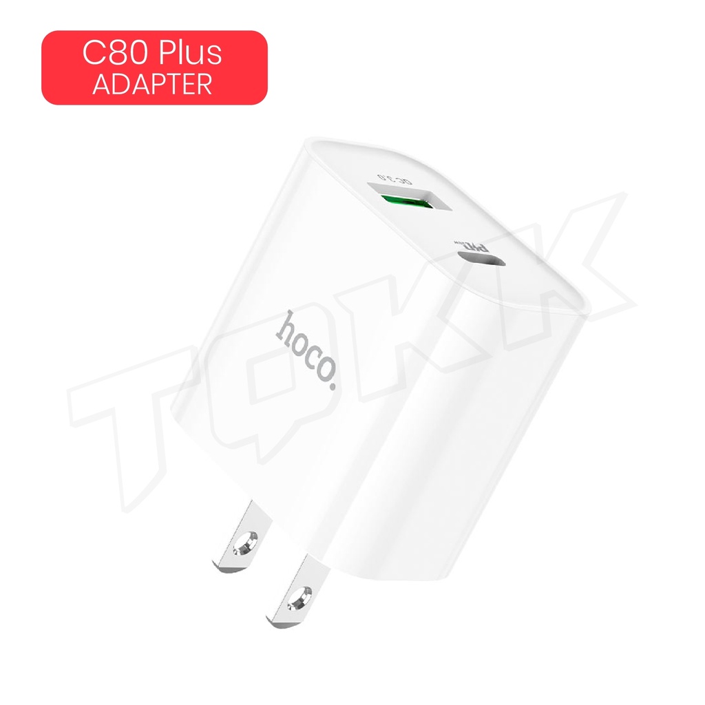 HOCO C80 Plus หัวชาร์จ ชุด สายชาร์จ Adapter Cable set PD + QC3.0 ปลั๊ก ...