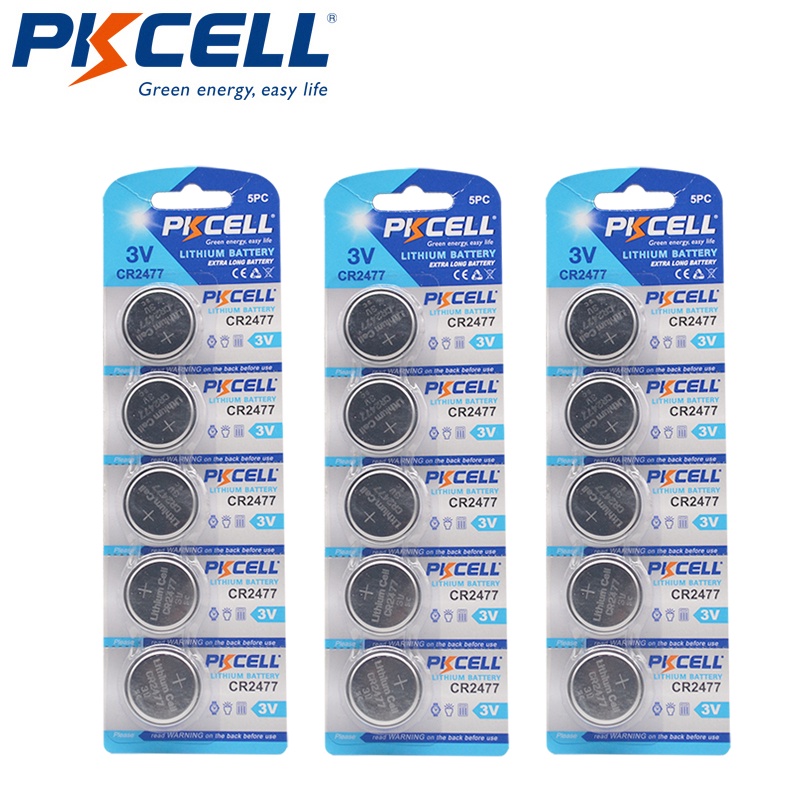 15pcs PKCELL CR2477 3V lithium batteries DL2477 ECR2477 LM2477 KCR2477 ...