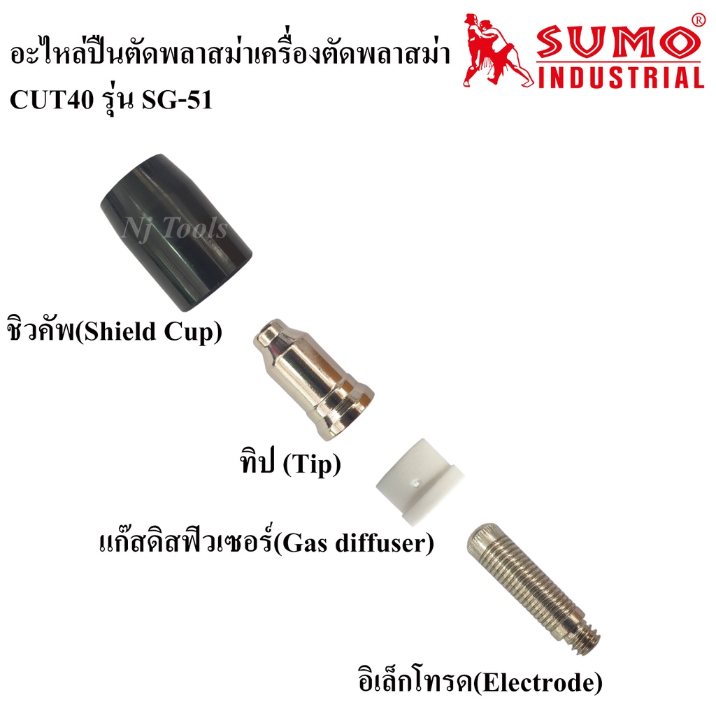 อะไหล่หัวตัดพลาสม่าเครื่องตัดพลาสม่า CUT40 รุ่น SG-51 ราคาต่ออัน ปืนตัดพลาสม่าSG51 อิเล็กโทรด,แก ...