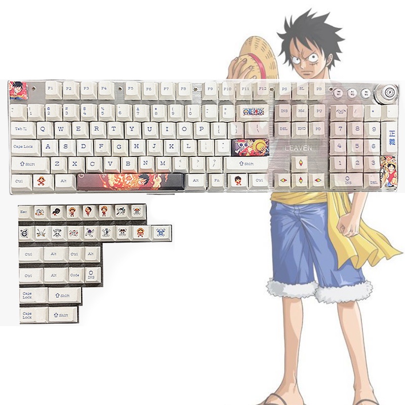 One Piece Luffy Keycaps คีย์บอร์ด Keycap PBT 5 ด้าน Dye Sublimation ...