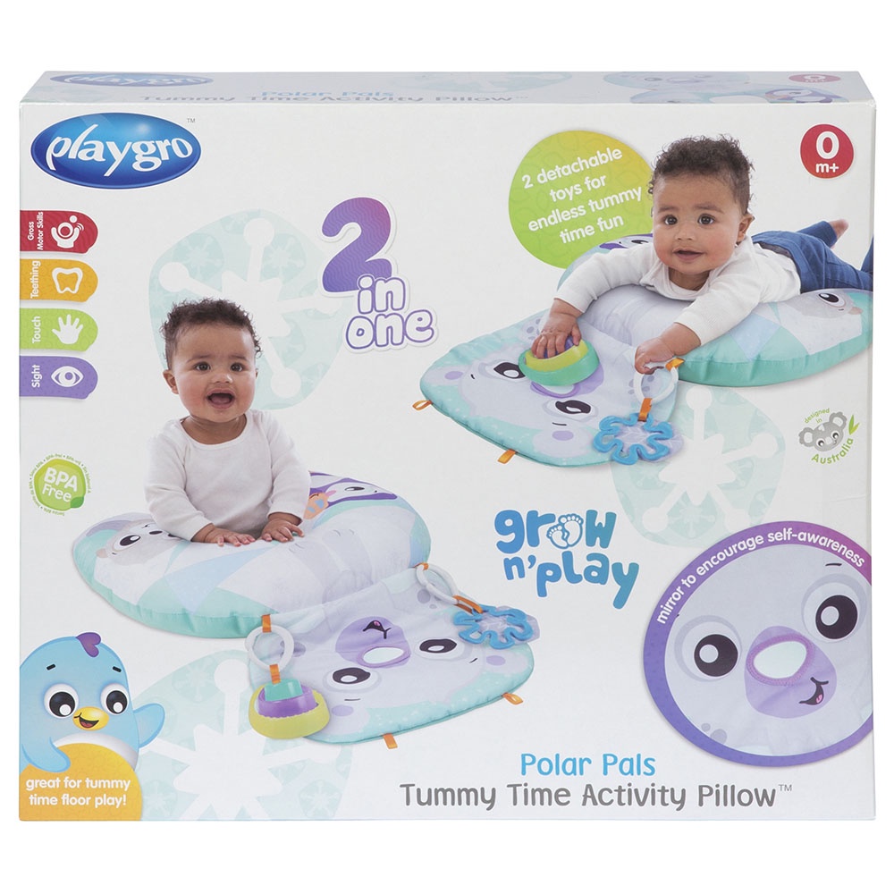 [ใช้โค้ดคู่ลดเพิ่ม] Playgro Polar Pals Tummy Time Activity Pillow หมอน ...