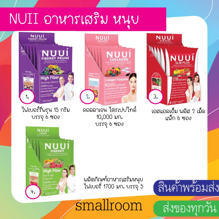 Nuui หนุย ไฟเบอร์รี่พรุน / คอลลาเจน ไตรเปปไทด์ 10,000 มก./ เอสแอลเอ็ม ...