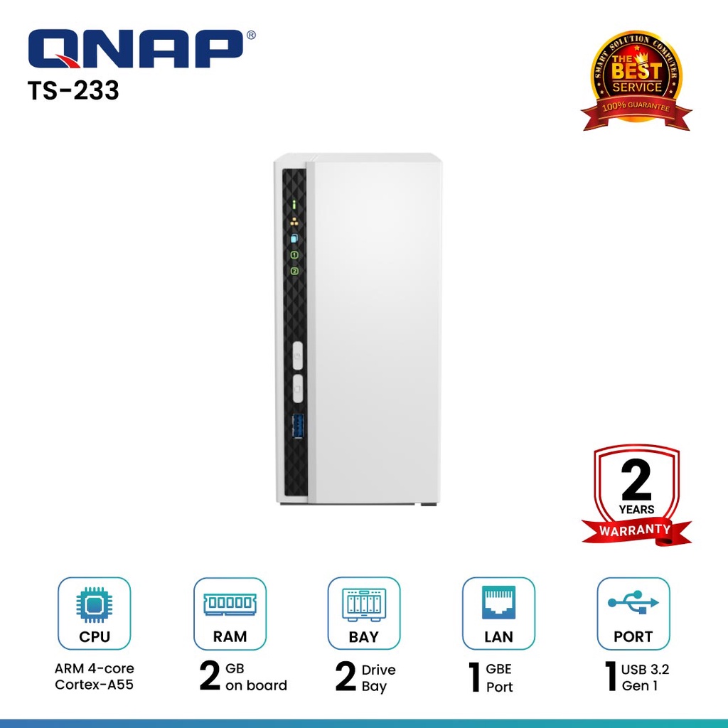 Qnap TS-233 2-Bay Nas อุปกรณ์จัดเก็บข้อมูลบนเครือข่าย | Shopee Thailand