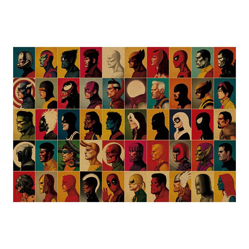 Marvel "Heros head icon โปสเตอร ์ อะนิเมะผ ้ าใบพิมพ ์ ผนังโปสเตอร ์ ...