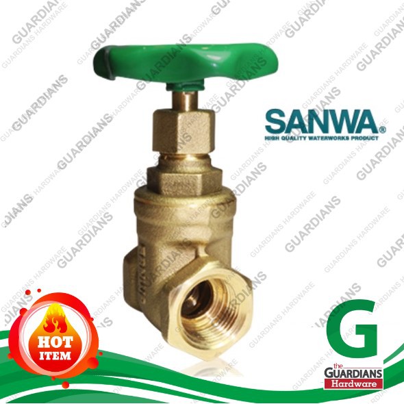 วาล์วประตูน้ำทองเหลือง SANWA (ของแท้100%) ขนาด 1 นิ้ว (Brass Gate Valve 1inch | Shopee Thailand