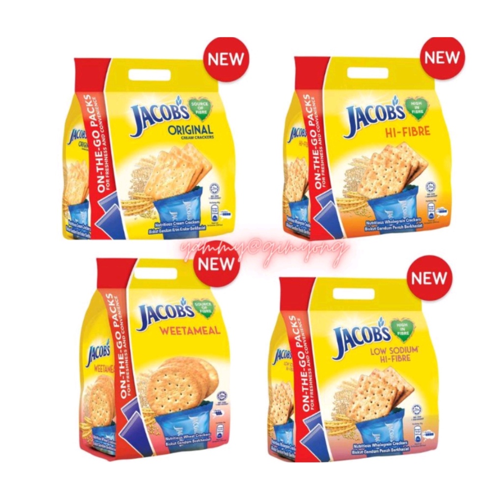 Jacob's cream cracker ขนมปัง จาคอบส์ Original, Weetameal, Hi-Fibre ครีม ...