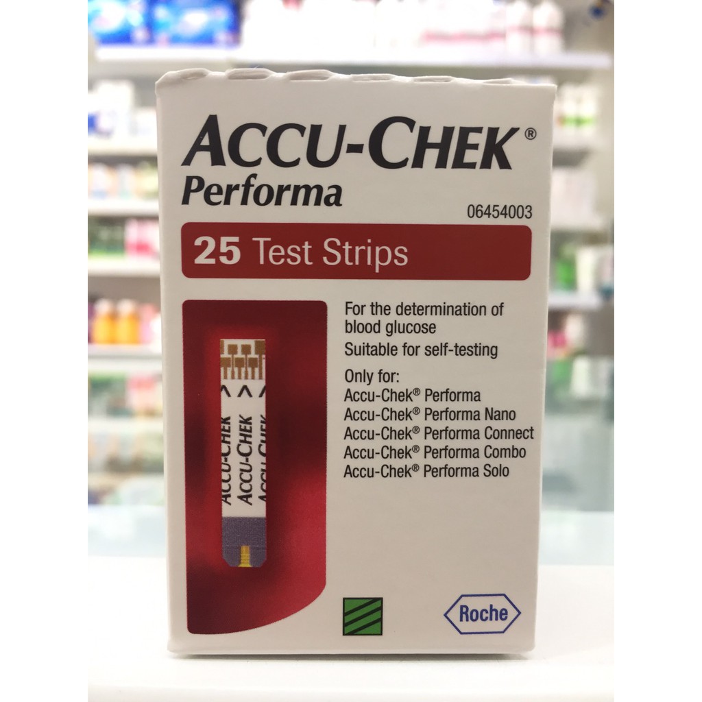 Accu-Chek Performa Test Strips 25 ชิ้น แผ่นตรวจวัดน้ำตาลในเลือด แถบตรวจ ...