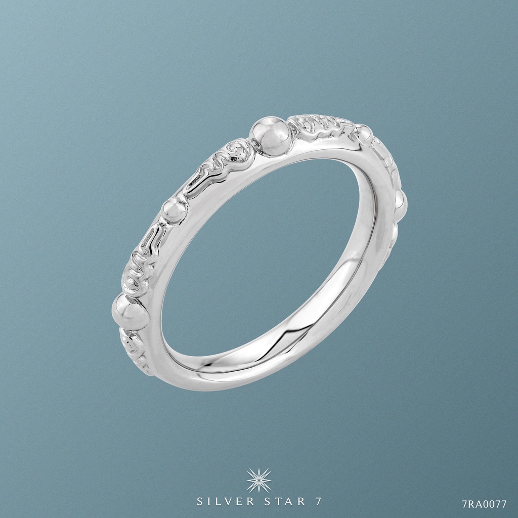 Silver Star 7 - แหวนยันต์อุณาโลมเบญจมมงคล เงินแท้ 925 ชุบโรเดียม ...
